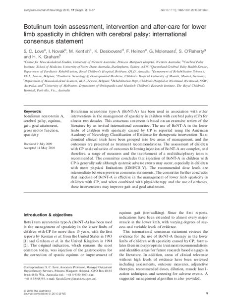 Pdf Botulinum Toxin Assessment Intervention And After Care For Lower Limb Spasticity In