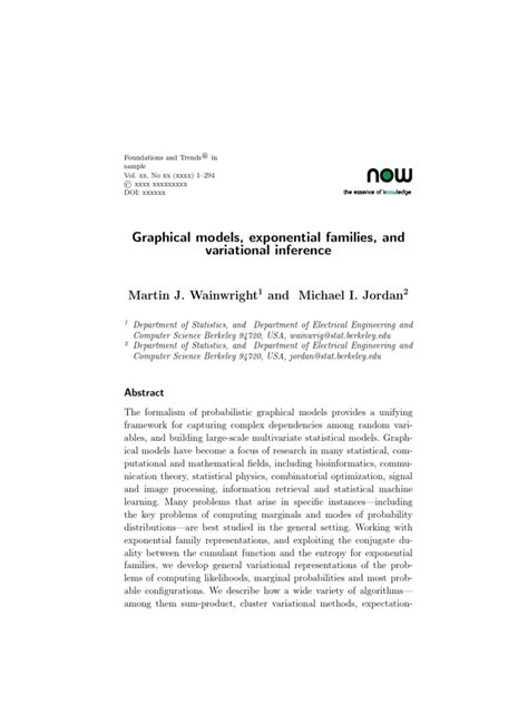 Graphical Models Exponential Families And Variational Inference Pdf