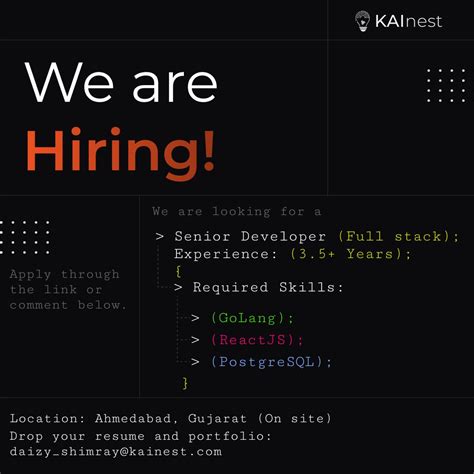 Hiring Fullstackdeveloper Ahmedabadjobs Developer