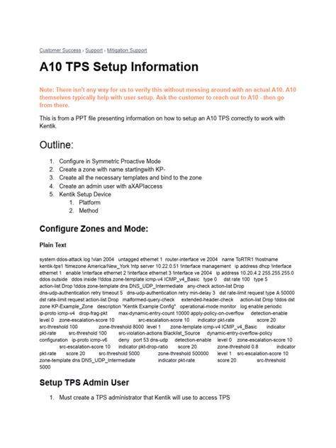 A10 Setup Information Pdf Denial Of Service Attack Computing