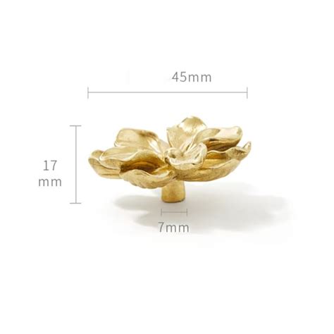 Mfys Camellia Flower Brass Knobs Cabinet Knobs Handles Kitchen Pull