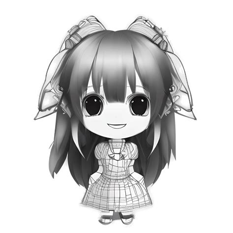Anime Girl Coloring Page Chibi · Creative Fabrica