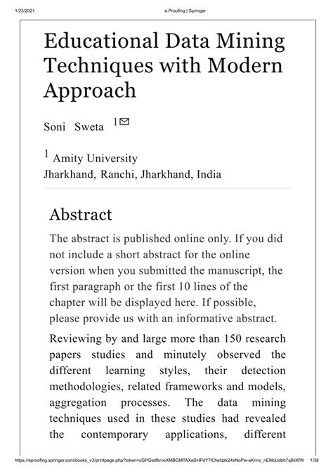 Pdf Educational Data Mining Techniques With Modern Approach