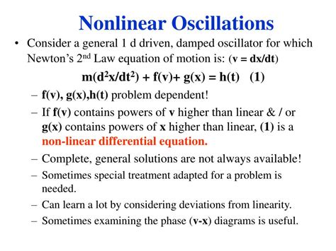 Ppt Nonlinear Oscillations Chaos Mainly From Marion Chapter 4 Powerpoint Presentation Id