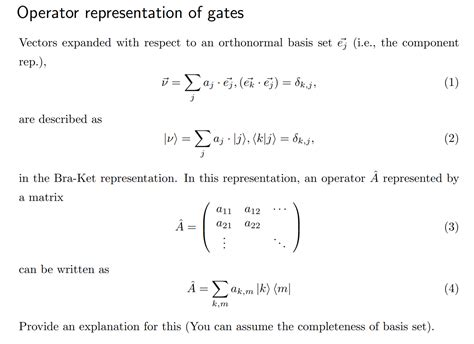 Solved Operator Representation Of Gates Vectors Expanded