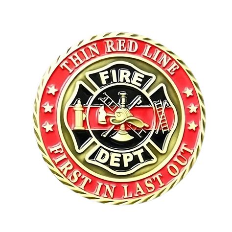 Fire Department Core Values Thin Red Line Challenge Coin