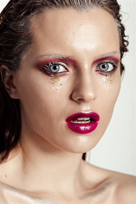Cute Young Girl With Creative Make Up Art Stock Image Image Of Face