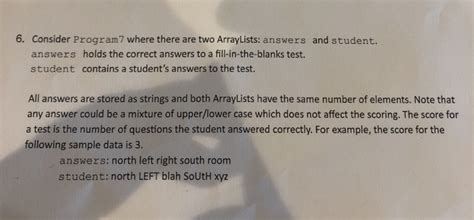 Solved 6 Consider Program Where There Are Two Arraylists