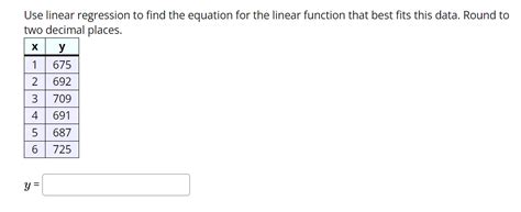 solved use linear regression to find the equation for the