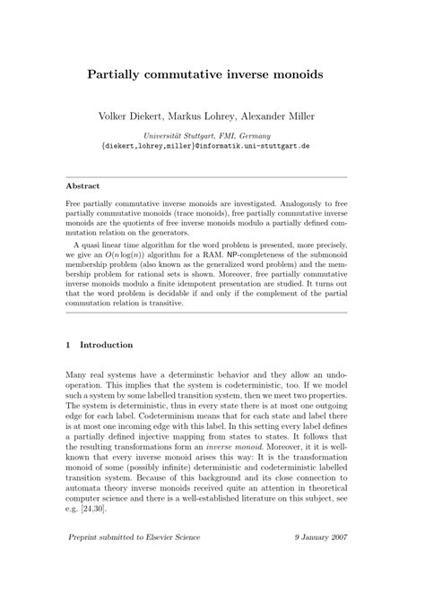 Pdf Partially Commutative Inverse Monoids