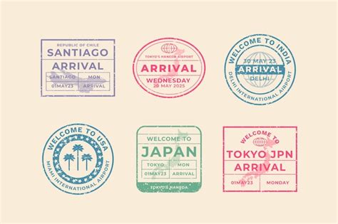 Flat Design Passport Stamp Premium Vector