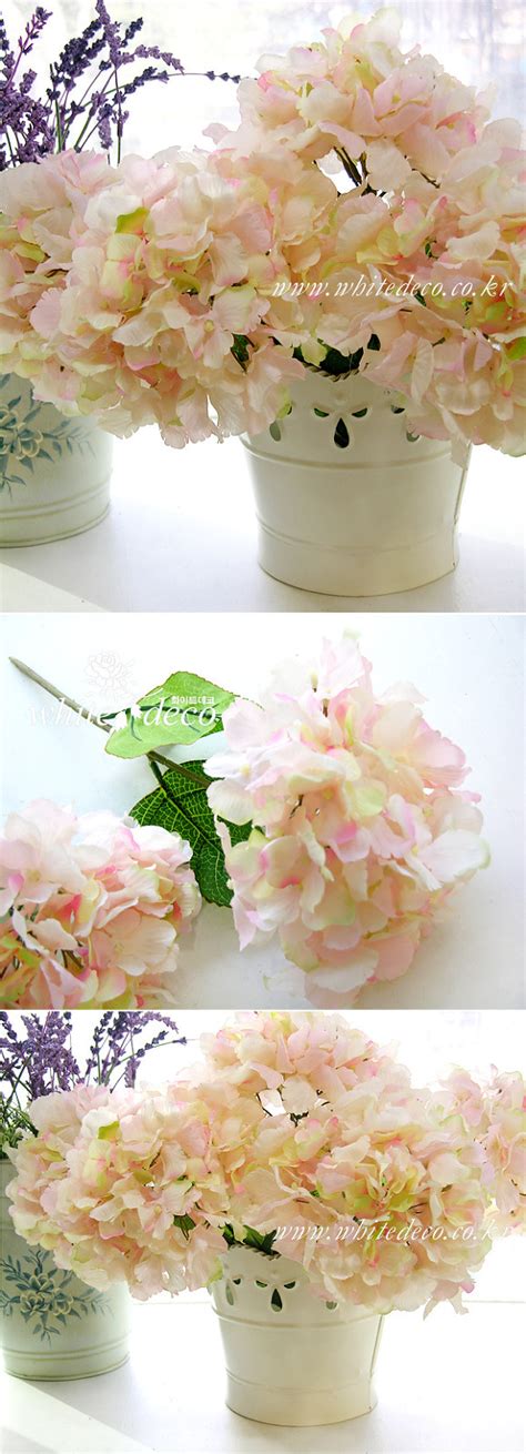 파스텔 수국 연핑크 조화 꽃 인테리어소품 가든소품 예쁜집꾸미기