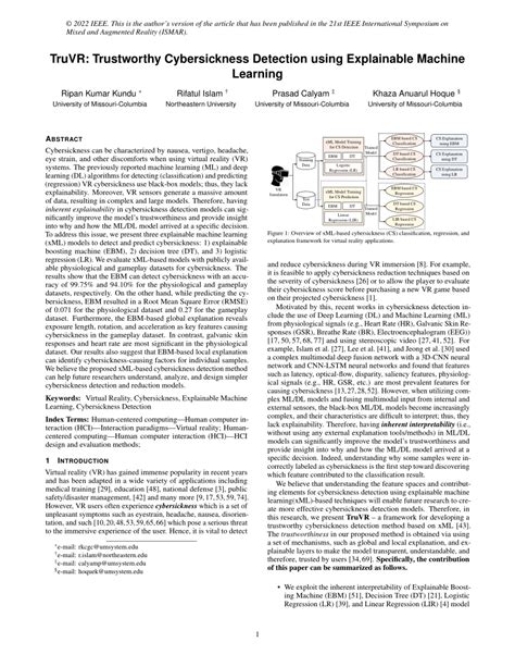 Pdf Truvr Trustworthy Cybersickness Detection Using Explainable