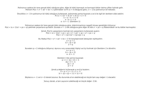 P X X³ Ax² Bx 2 Polinomunun Sadece Bir Tane Gerçel Kökü Olduğu Biliniyor P 1 0