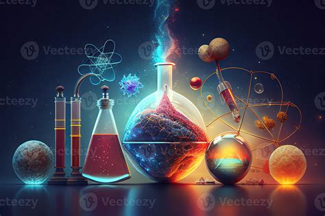 Science Background Illustration Scientific Design Flasks Glass And Chemistry Physics