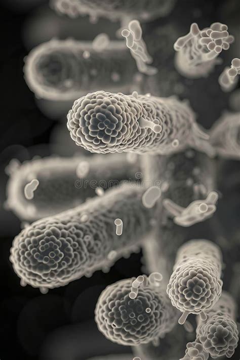 Front View Photography Of Bacillus Subtilis With Hard Light Elements And Neutral Colors Stock