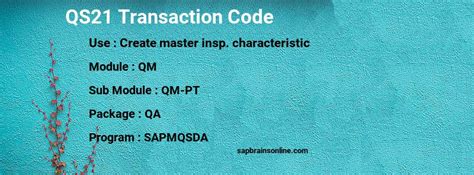 QS SAP Tcode For Create Master Insp Characteristic