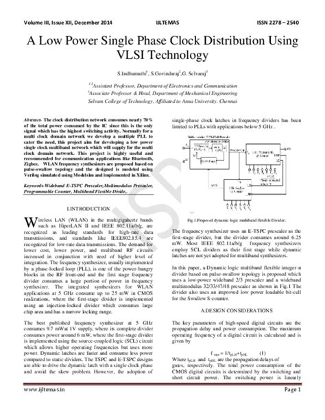 Pdf A Low Power Single Phase Clock Distribution Using Vlsi Technology