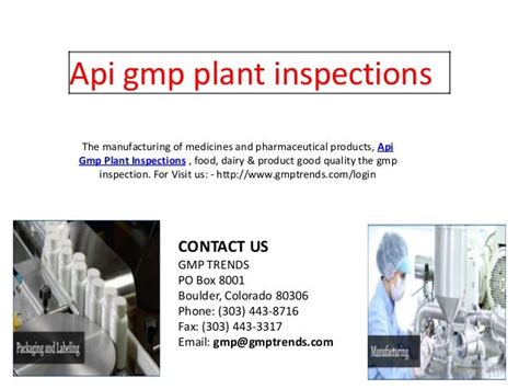 Api Gmp Plant Inspections