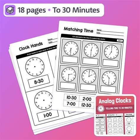No Prep Analog Clocks Bundle 1st 3rd 2nd Grade Telling Time