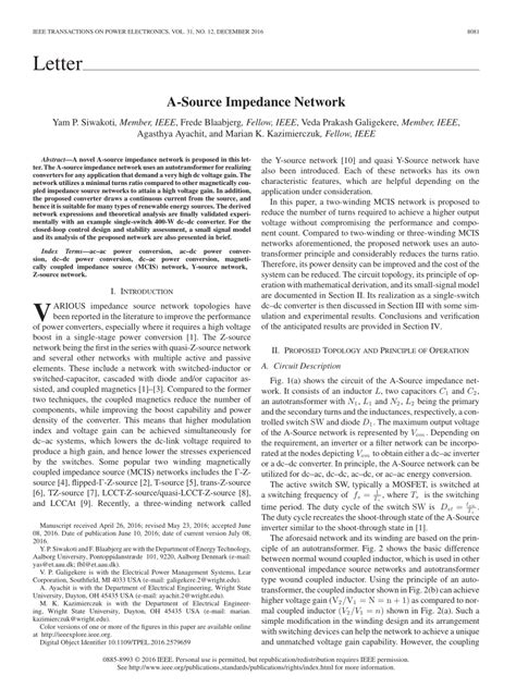 Pdf A Source Impedance Network
