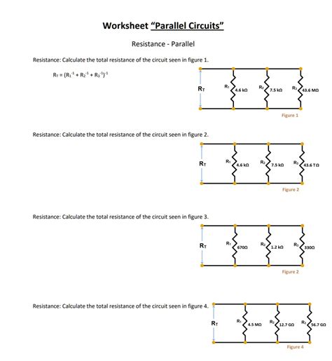 Solved Worksheet Parallel Circuits Resistance Parallel Resistance