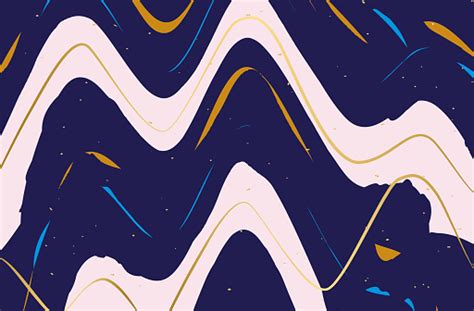 그루비 웨이브 추상적 인 배경 골드 라인 찢어진 가장자리 환각 예술 변화 가능한 기분의 현대 개념 우울증 스트레스 정신 상태에서