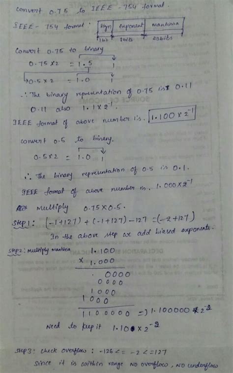 Show The Ieee 754 Binary Representation Of The Numbers 075 And 050