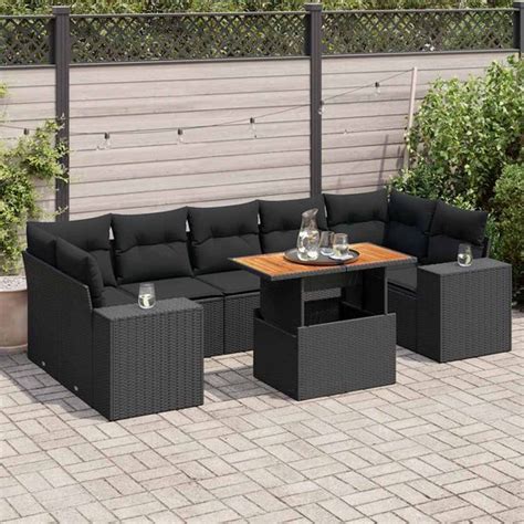 Vidaxl Loungeset 8 Delig Poly Rattan Zwart Bol