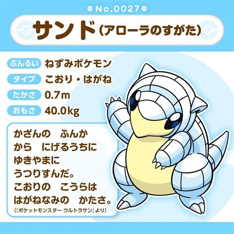 Pokemon Center Original A027 Plush Pokemon Fit Sandshrew Alola Form