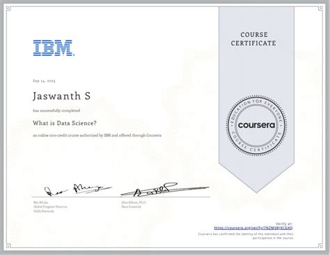 Completion Of What Is Data Science Course On Coursera Jaswanth