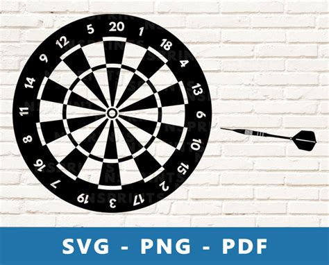 Dartboard SVG Dartboard PNG Dartboard And Dart Clipart Dart Game Cut File Darts Stencil