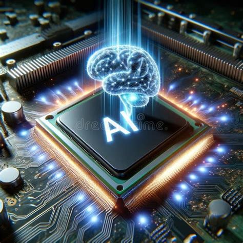 Advanced Mobile Microprocessor With A Motherboard Activates Starting High Tech System Ai