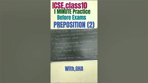 Preposition English Class 10 Icse Board Youtube