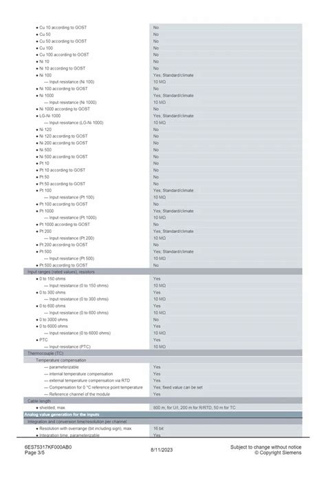Siemens Analog Input Module Ai Xu I Rtd Tc St Bit Resolution For