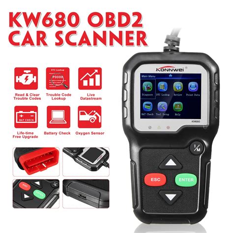Konnwei KW680 OBD2 Scanner de código de falha automotivo Ferramenta de ...