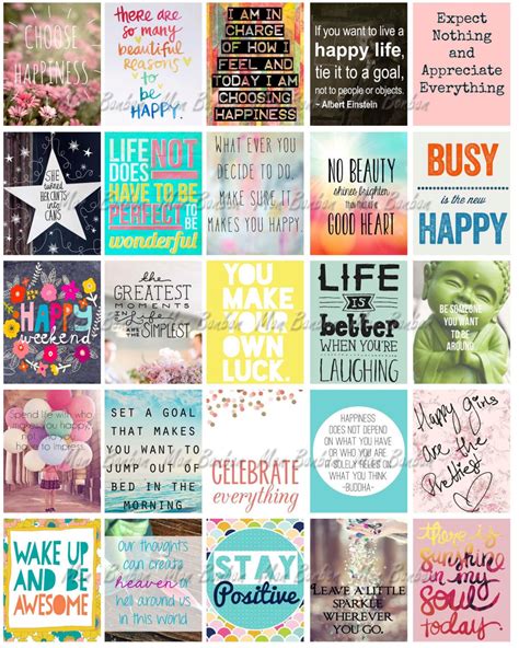 Printable Sticker Sheet For Happy Life Planner Quotes Motivational