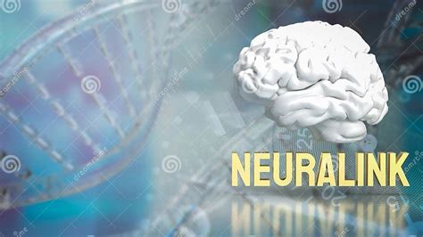 The Neurolink And Brain For Neurotechnology Concept 3d Rendering Stock Illustration