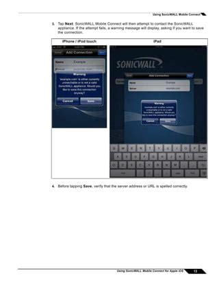 Sonic Wall Mobile Connect For Ios User Guide Rev B PDF