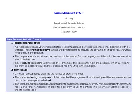 Solution Basic Structure Of C Plus Plus Studypool