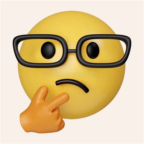 3d Thinking Face Emoji Emoticon Face Shown With A Single Finger And Thumb Resting On The Chin