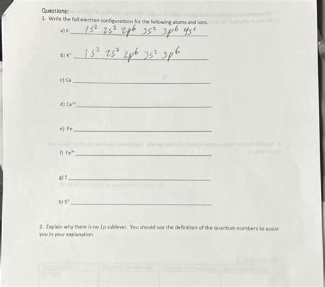 Solved Questions 1 Write The Full Electron Configurations