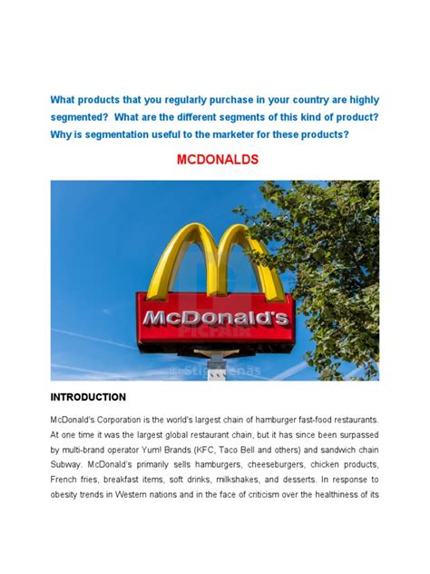 Market Segmentation Pdf Mc Donalds Fast Food Restaurants