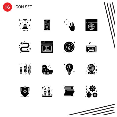 Set Of 16 Modern Ui Icons Symbols Signs For Directional Web Hand Server Internet Editable Vector