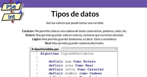 Tecnoingenieria1tei1 Tipos De Variables En Pseint