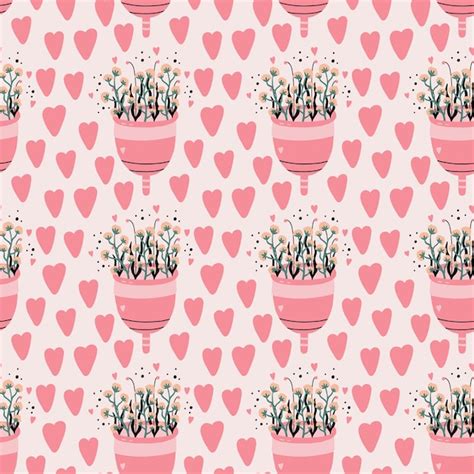 Premium Vector Pattern Pink Menstrual Cup With Flower