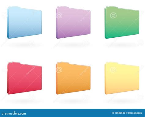Web Folder Icons Assorted Colors Vector Illustration Cartoondealer