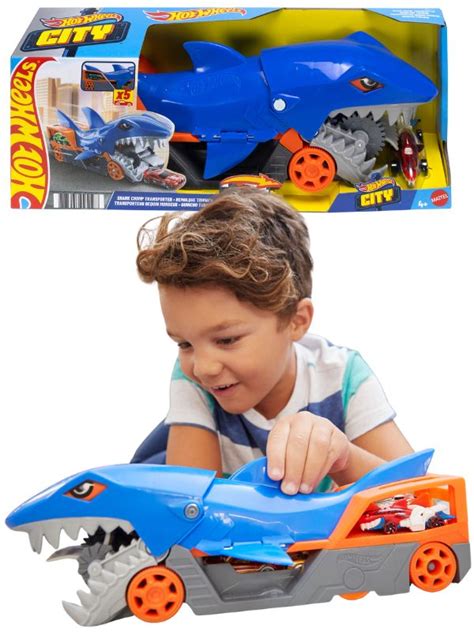 Hot Wheels Shark Chomp Biltransport Med Bil 33 Cm Gvg36