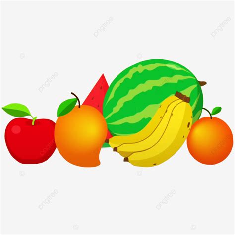 Set Of Fruits Mixed Fruit Apple Mango Banana Watermelon Clip Vector Image Art Set Of Fruits