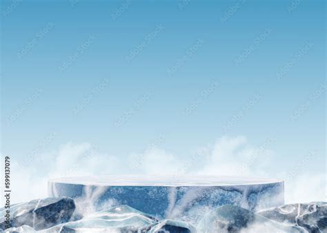 Photo 3d Ice Crack Podium Or 3d Ice Crack Dais Stage Boommaval Posters Tableaux Et Papiers